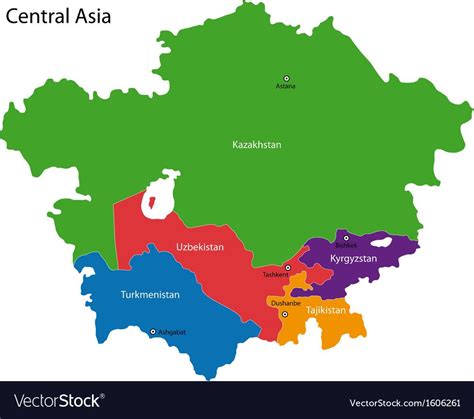 Central Asia Map Vector Image On Vectorstock Central Asia Map Asia
