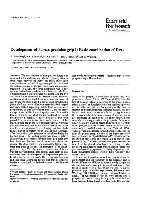 Pdf Development Of Human Precision Grip I Basic Coordination Of Force