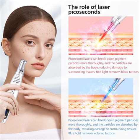 Badu Bg Пикосекундна лазерна писалка с червена и синя светлина лечение на татуировка белег