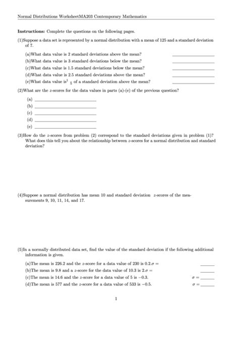 Normal Distribution Worksheet 12 7 Printable Calendars At A Glance