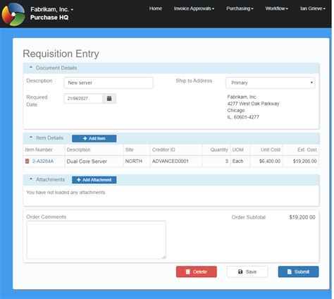 features of purchasehq from isc software enter a purchase requisition