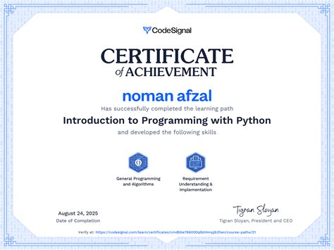 Path Certificate For Introduction To Programming With Python
