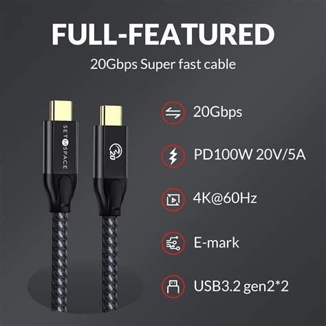 SETMSPACE USB C To USB C Cable Gbps C To C Type Fast Charging Cable W Ft K Hz