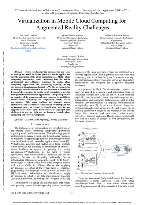 Pdf Virtualization In Mobile Cloud Computing For Augmented Reality Challenges
