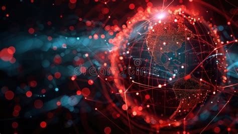 Illustration Of A Digital Globe With Network Lines And Data Points Symbolizing Global