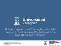 Tipos de datos Constantes y variables Apuntes de Informática Docsity
