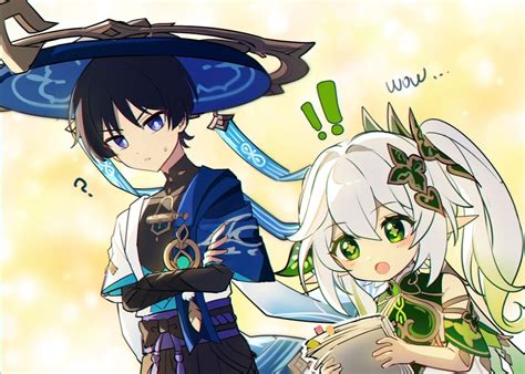 Scaramouche Nahida And Wanderer Genshin Impact Drawn By Uuken