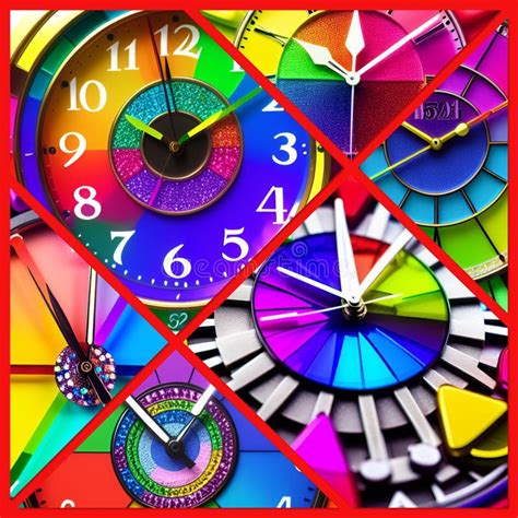 Ai Generated Illustration Of A Vibrant Display Of Analog Clocks With