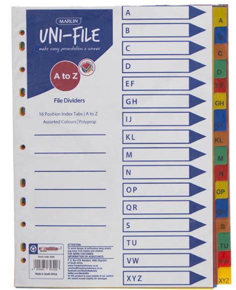 File Divider A Z Polyprop Shop Today Get It Tomorrow