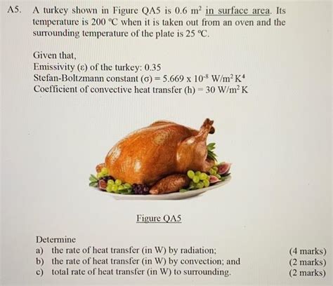 Solved A5 A Turkey Shown In Figure Qa5 Is 06 M² In Surface