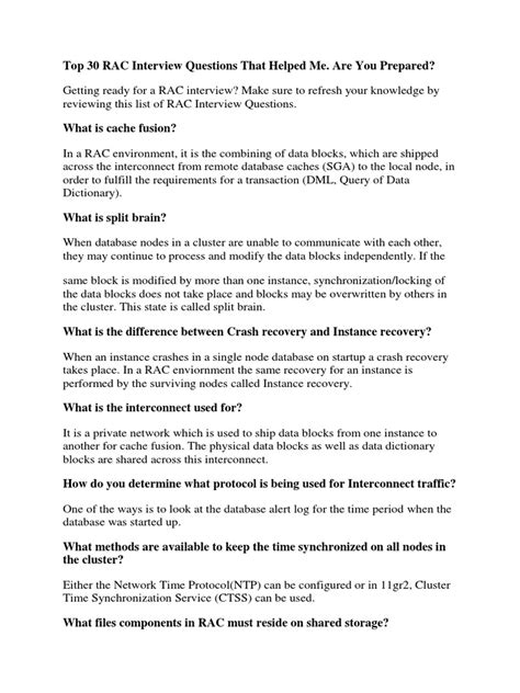 Top Rac Interview Questions Download Free Pdf Oracle Database