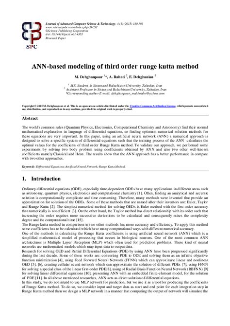 Pdf Ann Based Modeling Of Third Order Runge Kutta Method