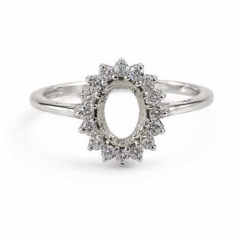 Afgemsnjewellery 925 Sterling Silver Oval Semi Mount Ring 7x5 Mm Prong