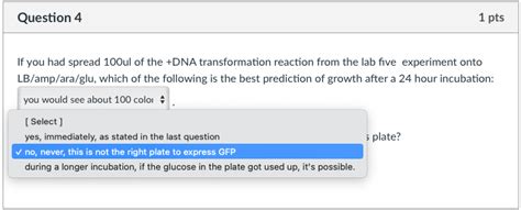 Solved Question Pts The Number Of Colonies On The Chegg