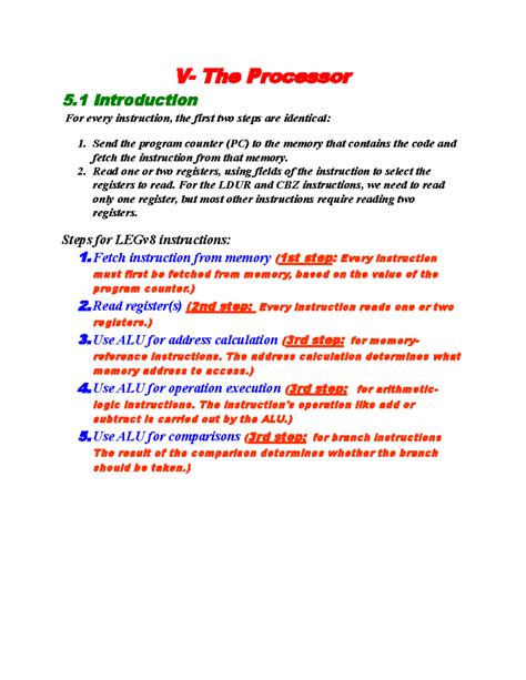 Computer Architecture C952 Module V V The Processor 5 Introduction