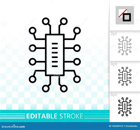 Microchip Circuit Simple Black Line Vector Icon Stock Vector Illustration Of Microchip