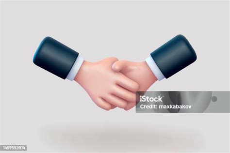 3d 만화 악수 제스처 비즈니스 파트너십 금융 거래 및 성공적인 팀워크의 개념 밝은 배경에 정장을 입은 사업가들의 손을 흔드는 이모티콘 아이콘 0명에 대한 스톡 벡터 아트