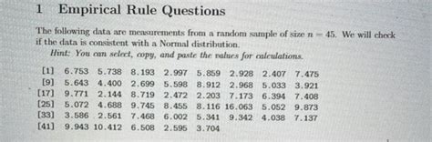 Solved 1 Empirical Rule Questions The Following Data Are Solved 1 Empirical Rule Questions The Following Data Are