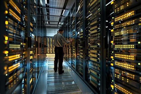 Cloud Computing Specialist In A Data Center Premium Ai Generated Image