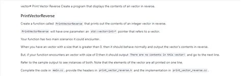 Solved Vector Print Vector Reverse Create A Program That
