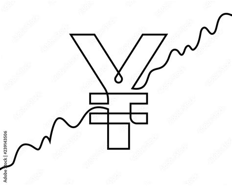 Linear Yapanese Yen Sigh And Growing Line Chart Continuous Line