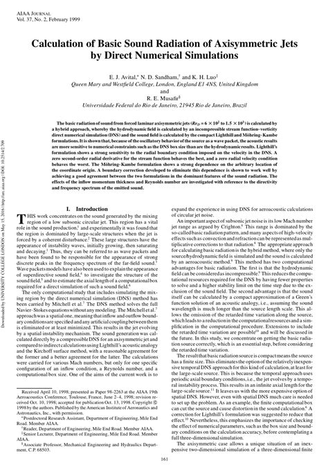 Pdf Calculation Of Basic Sound Radiation Of Axisymmetric Jets By Direct Numerical Simulations