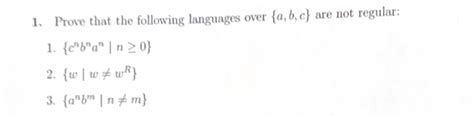 Solved Prove That The Following Languages Over Abc ﻿are