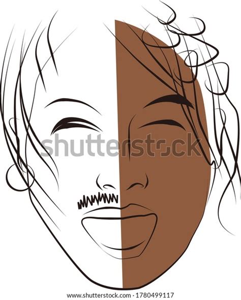Illustration Black Man White Man Woman Stock Vector Royalty Free