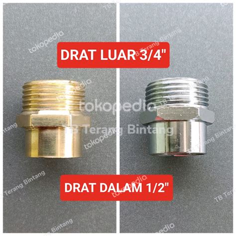 Jual Nipple Drat Luar 3 4 X Drat Dalam 1 2 Sambungan Sock Sok Pipa Besi Chrome Kota
