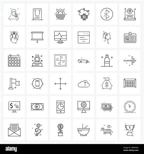 Set Of 36 Simple Line Icons For Web And Print Such As Network