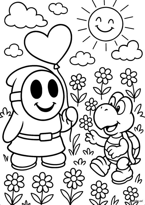 Shy Guy And Koopa Troopa Shy Guy Coloring Pages
