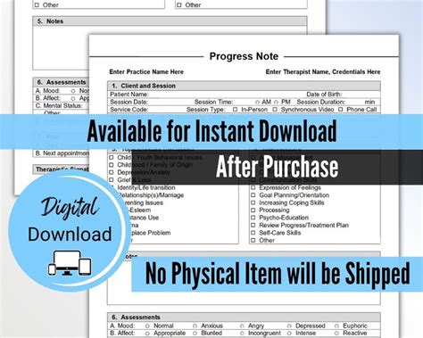 Progress Note Template For Therapists Pdf Fillable And Editable