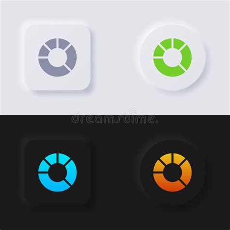 Pie Chart Icon Set Multicolor Neumorphism Button Soft Ui Design Stock