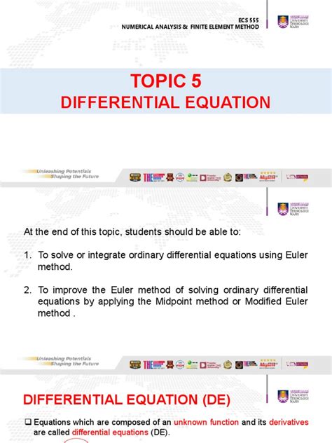 Week 9 Topic 5 Ode Pdf Ordinary Differential Equation Differential Equations