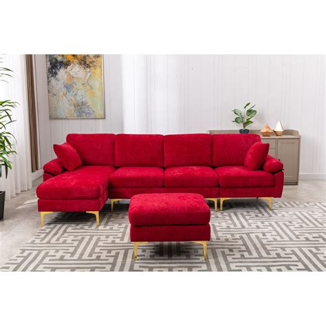 L Shaped Living Room Sectional Sofa With Convertible Modular Design
