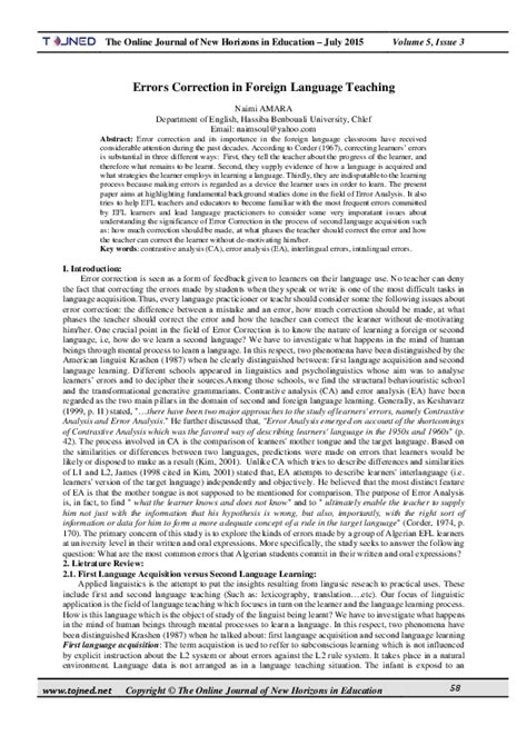 Pdf Errors Correction In Foreign Language Teaching