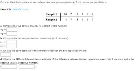Solved Consider The Following Data For Two Independent