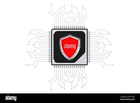 Microchip Cpu Processor With Circuit And Red Protection Safety Shield