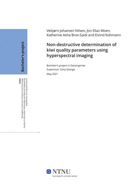 Pdf Non Destructive Determination Of Kiwi Quality Parameters Using