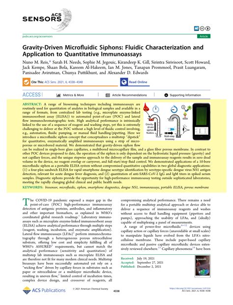 Pdf Gravity Driven Microfluidic Siphons Fluidic Characterization And Application To
