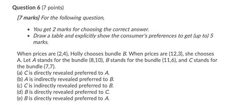 Solved Question 6 7 Points 7 Marks For The Following