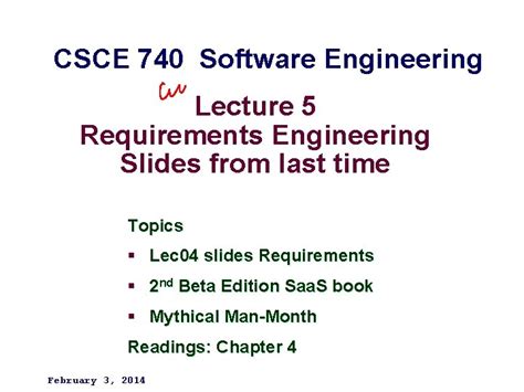 CSCE Software Engineering Lecture Requirements Engineering