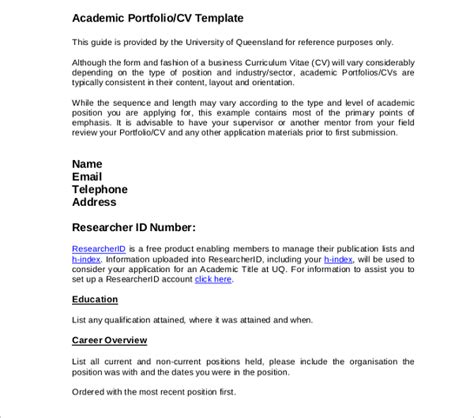 28 Academic Curriculum Vitae Templates Pdf Doc