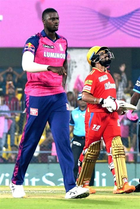 Rr Bowler Jason Holder After The Dismissing Pbks Batter Prabhsimran Singh