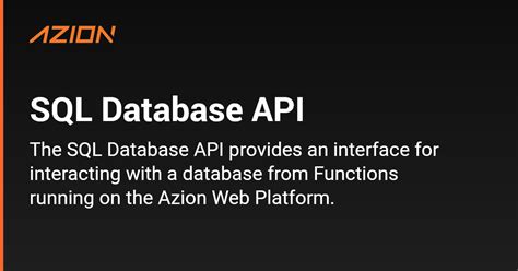 Edge Sql Api Azion Documentation