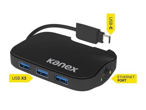 Kanex K181 1046 Bk Usb C 3 Port Portable Hub With Gigabit Ethernet