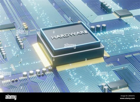 Hardware Text On Computer Printed Circuit Board 3d Illustration Stock