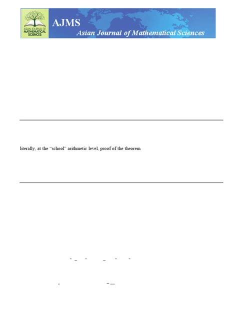 Algebraic Solution Of Fermats Theorem Mathematics Number Theory