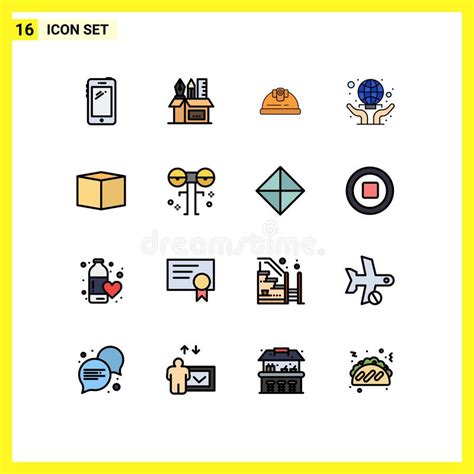 16 Universal Flat Color Filled Lines Set For Web And Mobile Applications World Wide Globe