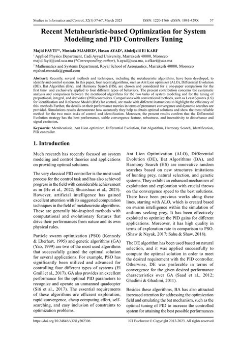 pdf recent metaheuristic based optimization for system modeling and